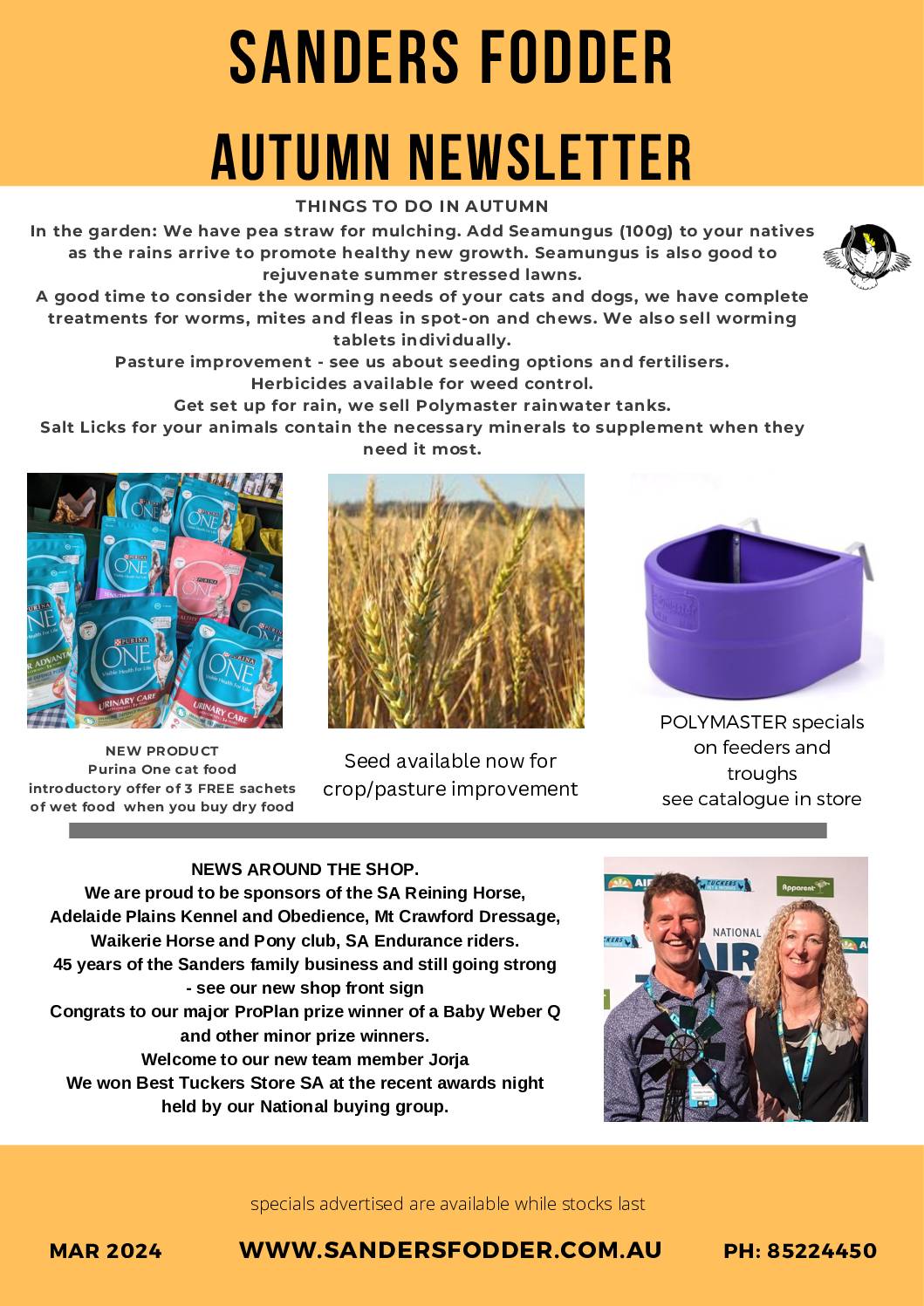 SANDERS FODDER Gawler - Farm, Garden, Horse & Pet Food Supplies.